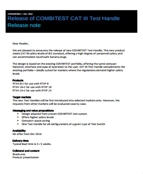 software release notes template