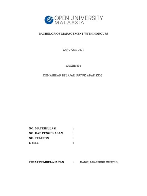 Assignment Oumh1603 Oum Pdf