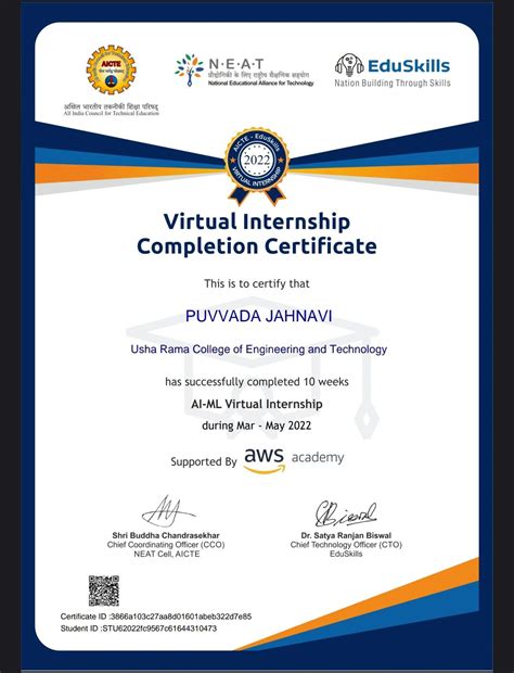 jahnavi puvvada on linkedin eduskills aicte virtualinternship aws