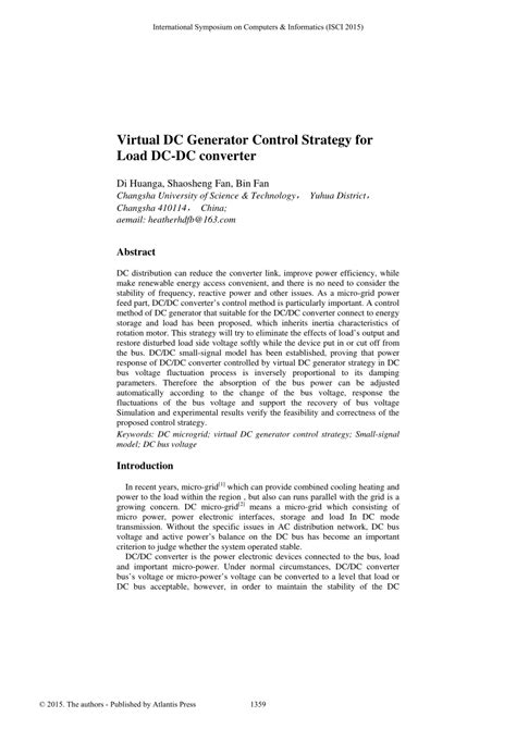 Pdf Virtual Dc Generator Control Strategy For Load Dc Dc Converter