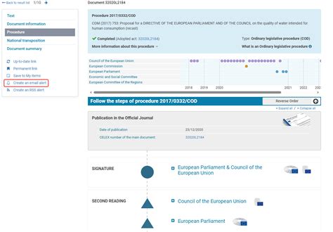 My Email Alerts Eur Lex