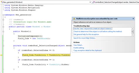 c# - Getting a null exception while trying to hide the text block in WPF application - Stack ...