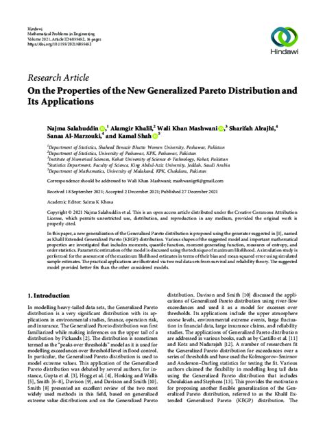 Pdf On The Properties Of The New Generalized Pareto Distribution And