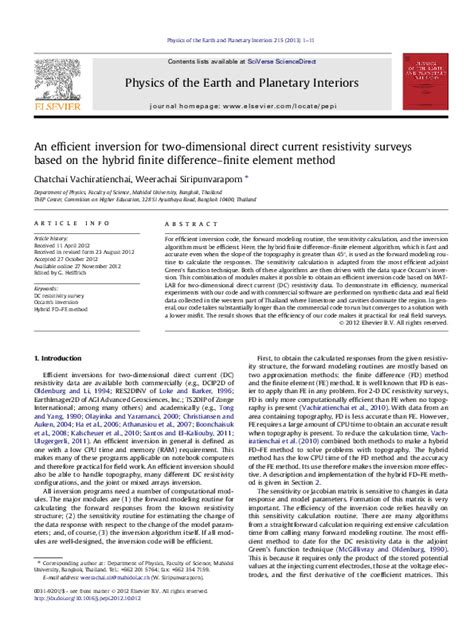 Pdf An Efficient Inversion For Two Dimensional Direct Current