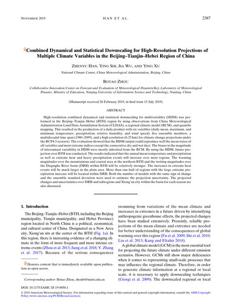 Pdf Combined Dynamical And Statistical Downscaling For High