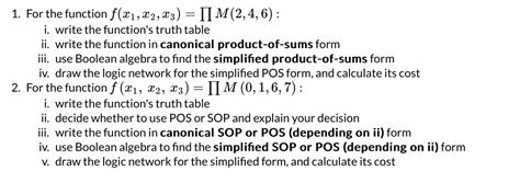 solved 1 for the function f x1 x2 x3 ∏m 2 4 6 i write