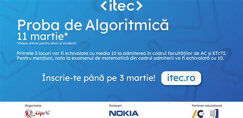 iTEC 2023 Proba de Algoritmică Facultatea de Automatică și