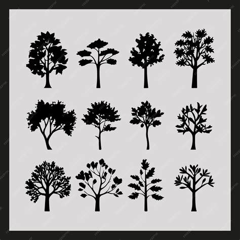 Premium Vector Oak Tree Silhouette Set Clipart On A Hex Color Background Premium Vector Oak Tree Silhouette Set Clipart On A Hex Color Background