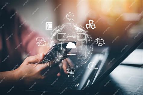 Premium Photo Smartphone With Cloud Computing And Icon Online Storage Concept Cloud Computing