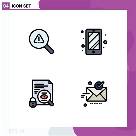 Universal Icon Symbols Group Of 4 Modern Filledline Flat Colors Of Find