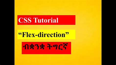 Css Tutorial Flex Directionብቋንቋ ትግርኛ Youtube
