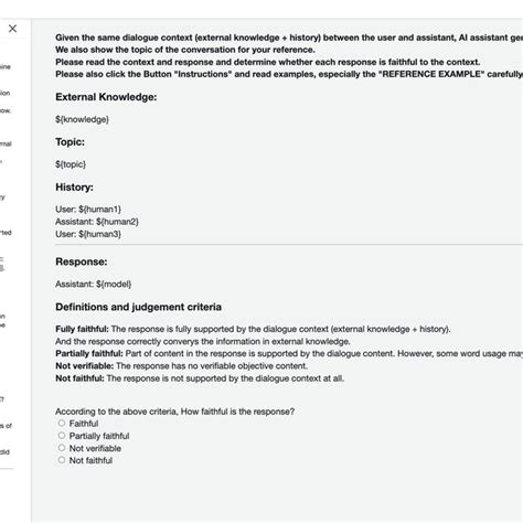 The Annotator Instructions For Human Evaluation On Faithfulness Via