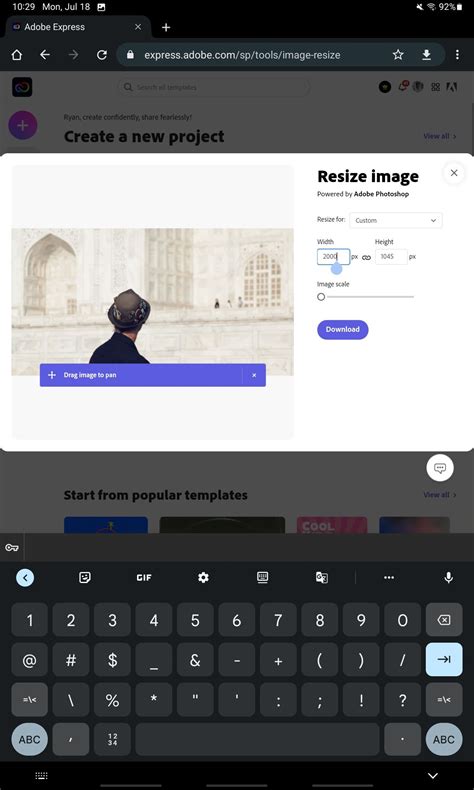 how to resize an image on your phone using creative cloud express