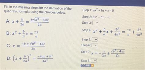 solved fill in the missing steps for the derivation of the step 1 ax
