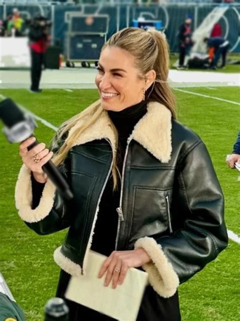 Erin Andrews Shearling Leather Jacket In Black