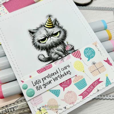Crystal O Minkler Snarky Kitty Birthday Card Pissy Party Unity Stamp Co