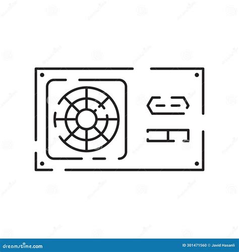 Computer Hardware Line Icon Graphic Card Or Processor And Ram Gpu Or
