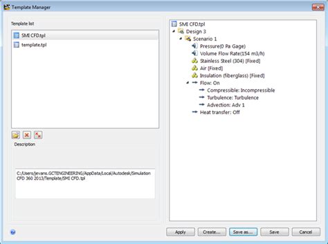 Autodesk Simulation CFD 2013 Settings Template File