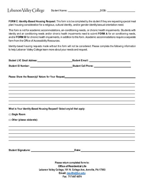 Fillable Online Dob Form C Identity Based Housing Request Fax Email
