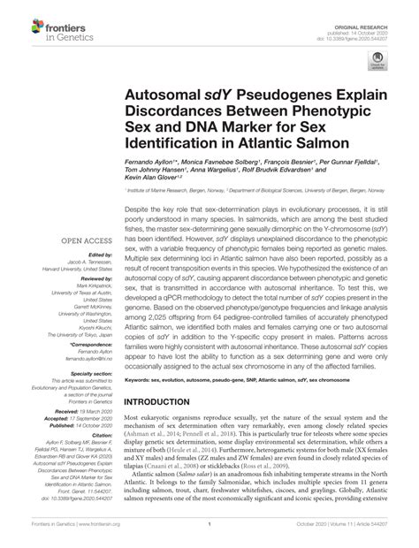Pdf Autosomal Sdy Pseudogenes Explain Discordances Between Phenotypic Sex And Dna Marker For