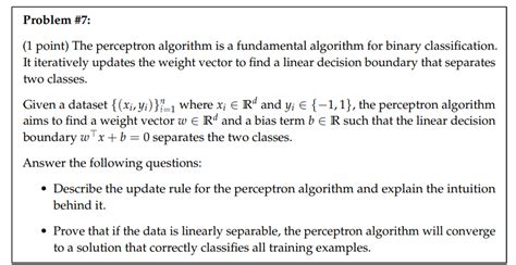 Solved Problem 71 ﻿point ﻿the Perceptron Algorithm Is A