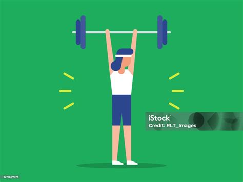 머리 위에 바벨을 들어 올리는 핏 의 일러스트 여자에 대한 스톡 벡터 아트 및 기타 이미지 여자 웨이트 트레이닝 한 명의