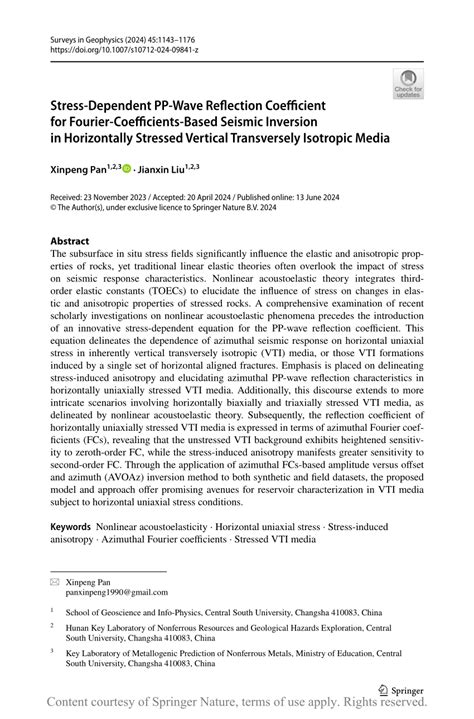 Stress Dependent Pp Wave Reflection Coefficient For Fourier