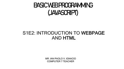 introduction to webpage creation and html ppt