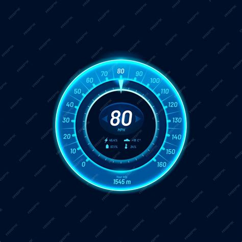 Premium Vector Speedometer Blue Neon Dial Car Speed Gauge Dashboard Futuristic Counter