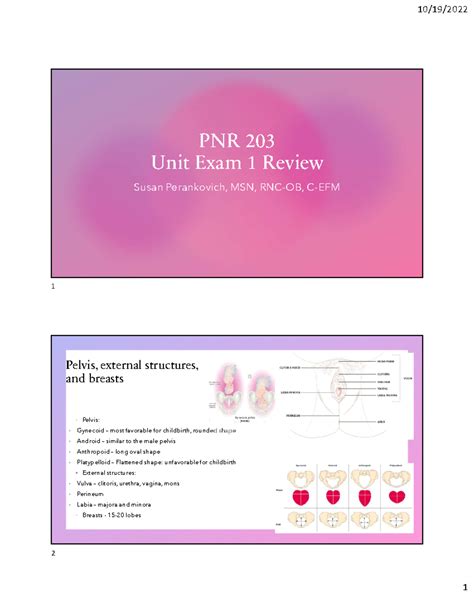 Exam Review Babe Handout PNR Unit Exam Review Susan Perankovich MSN RNC OB C EFM