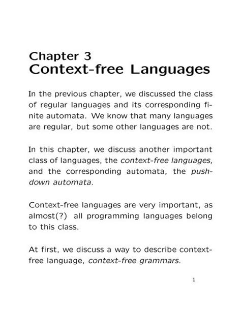 Context Free Languages