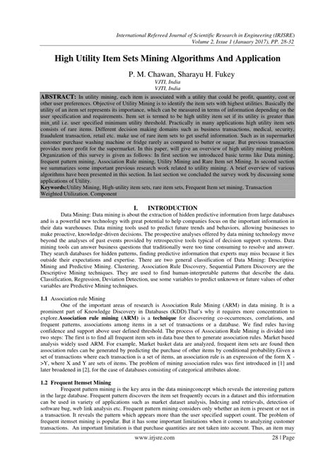 Pdf High Utility Item Sets Mining Algorithms And Application