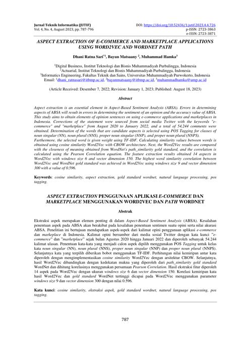 Pdf Aspect Extraction Of E Commerce And Marketplace Applications