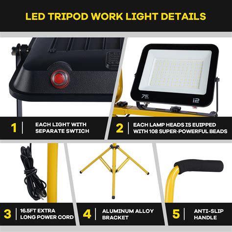 Ip66 Waterproof Flood Light 30000 Lumen Led Work Light Tripod 3 Head