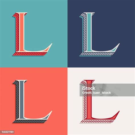 고전적인 입체 스타일의 L 문자 로고 알파벳 L에 대한 스톡 벡터 아트 및 기타 이미지 알파벳 L 모노그램 문장 Istock