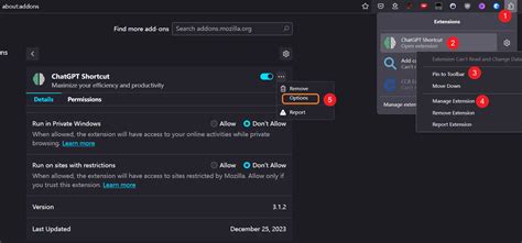 Firefox 插件设置指南 固定并授权 Chatgpt Shortcut Aishort Advanced Ai Agent And Prompt Platform Build