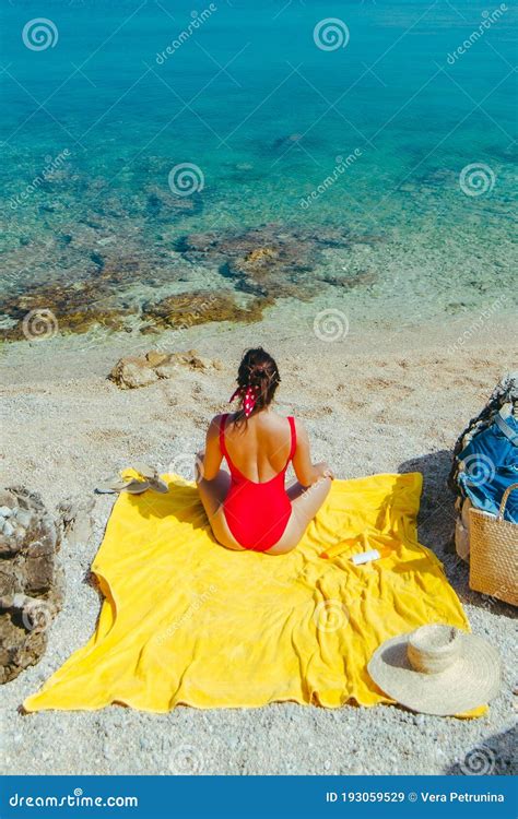 Woman Sunbathing At Sea Beach In Sunny Day Stock Image Image Of Activity Seascape