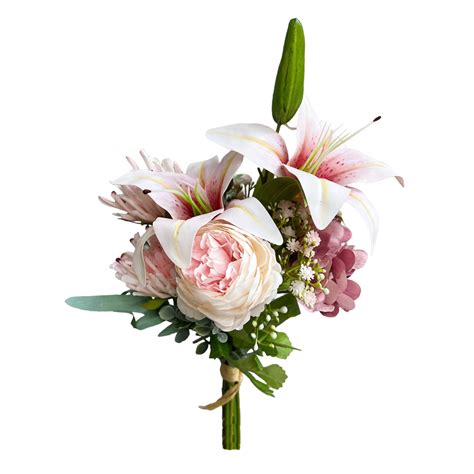 Artificial Lily Rose Cockscomb Bouquet Arrangement Sun Decorer