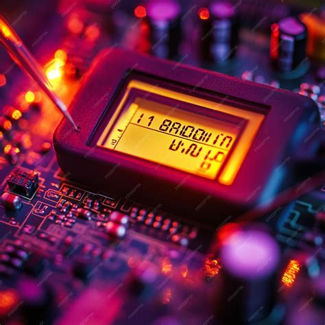 A Closeup Of A Multimeter Measuring Voltage In An Electronic Circuit