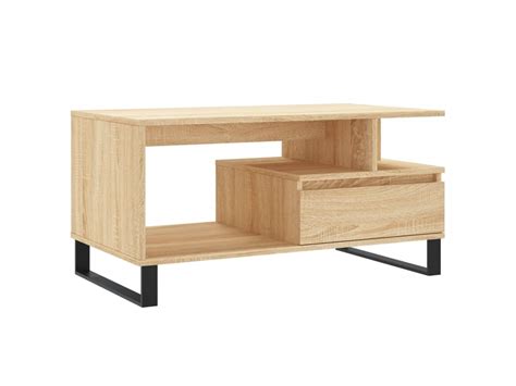Table Basse Avec Tiroir Et étagère Design Intemporel 90 X 49 X 45 Cm