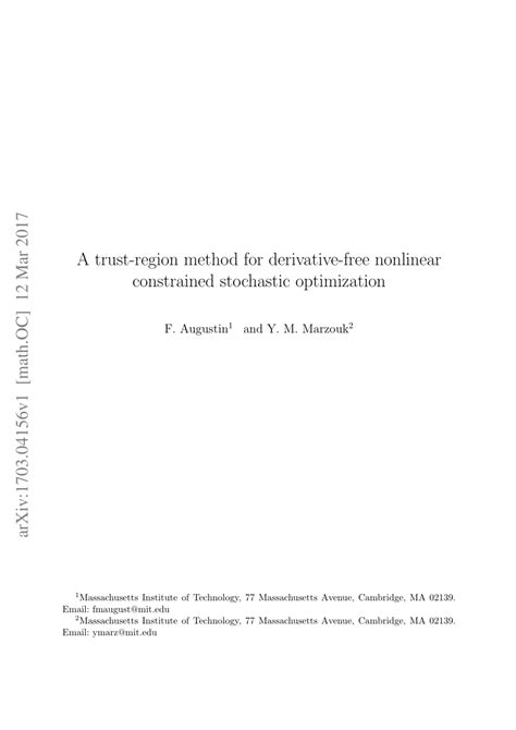 pdf a trust region method for derivative free nonlinear constrained