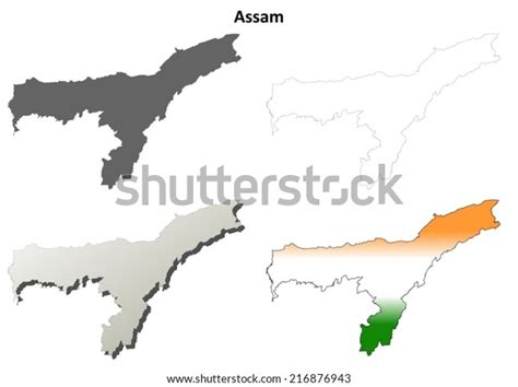 Assam Blank Detailed Outline Map Set Stock Vector Royalty Free 216876943