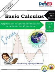 Basic Calculus Q4 Module 8 Pdf Basic Calculus Application Of Antidifferentiation To