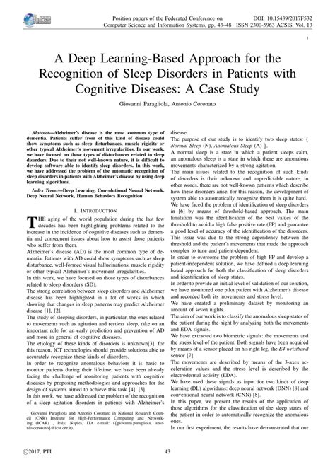PDF A Deep Learning Based Approach For The Recognition Of Sleep Disorders In Patients With