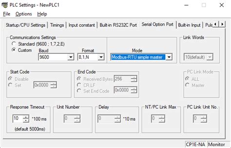modbus rtu communication between omron cp1e cp1w cif11 and an arduino