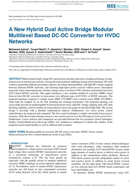 Pdf A New Hybrid Dual Active Bridge Modular Multilevel Based Dc Dc