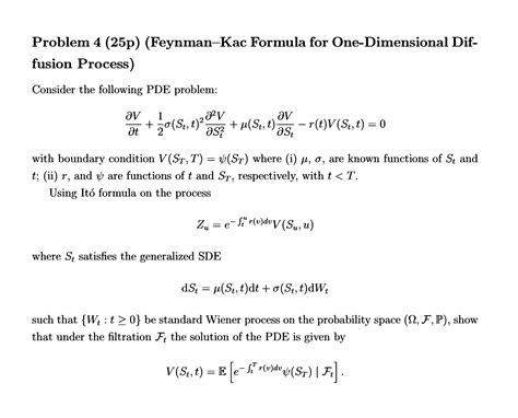 Solved Problem 4 25p Feynman Kac Formula For