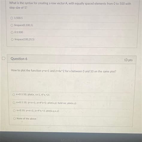 Solved What Is The Syntax For Creating A Row Vector A With