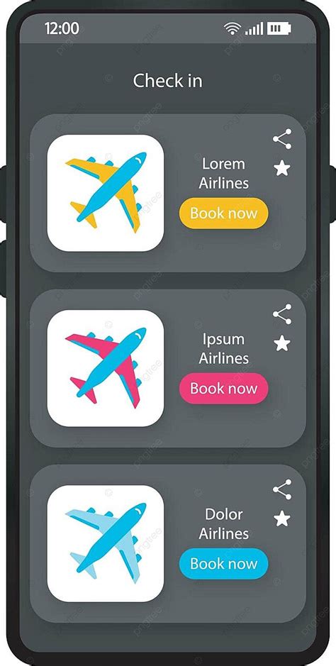 Check In App Smartphone Interface Vector Template Concept Black Tab Vector Concept Black Tab