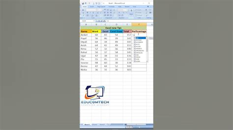 excel new tips trending excel educomtech ytshort explore shorts